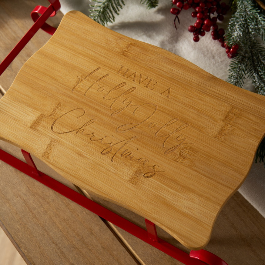 OHS Sleigh Wooden Serving Board - Natural