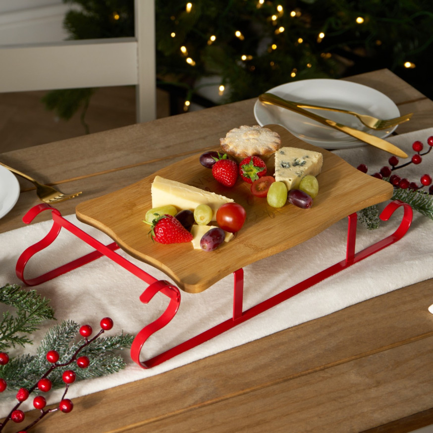 OHS Sleigh Wooden Serving Board - Natural