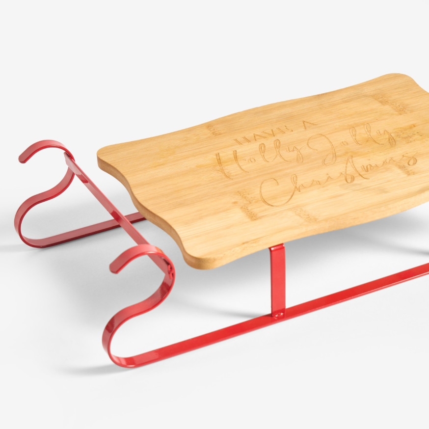 OHS Sleigh Wooden Serving Board - Natural