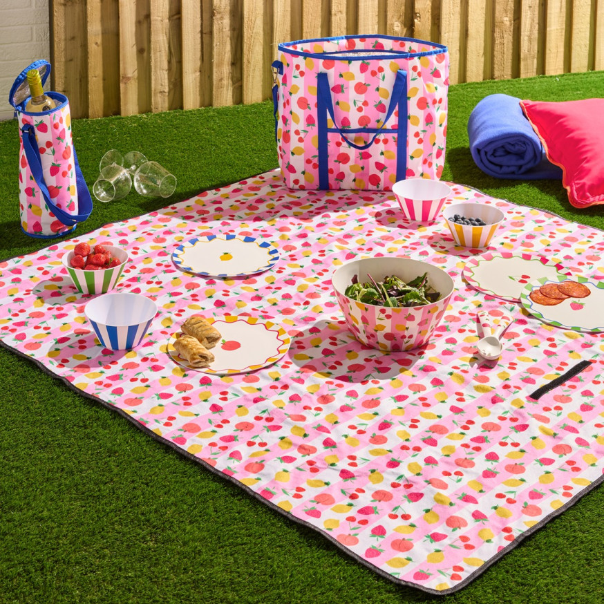 OHS Fruit Print Picnic Blanket - Pink