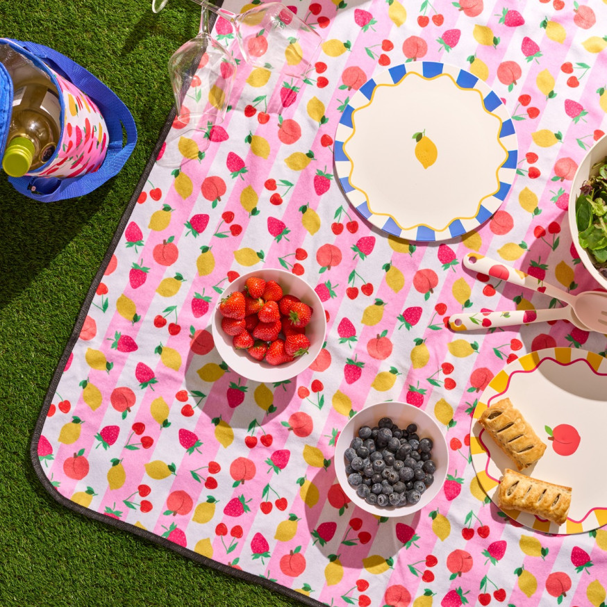 OHS Fruit Print Picnic Blanket - Pink