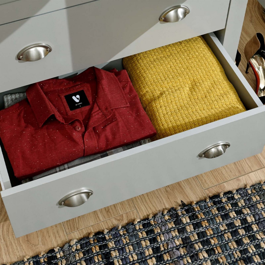 Lancaster 3-Door 2-Drawer Wardrobe - Grey