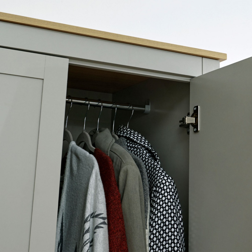 Lancaster 3-Door 2-Drawer Wardrobe - Grey
