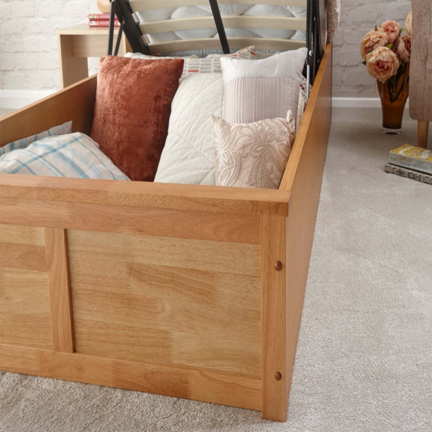 Madrid Wooden Ottoman Storage Bed, 3ft Single - Oak