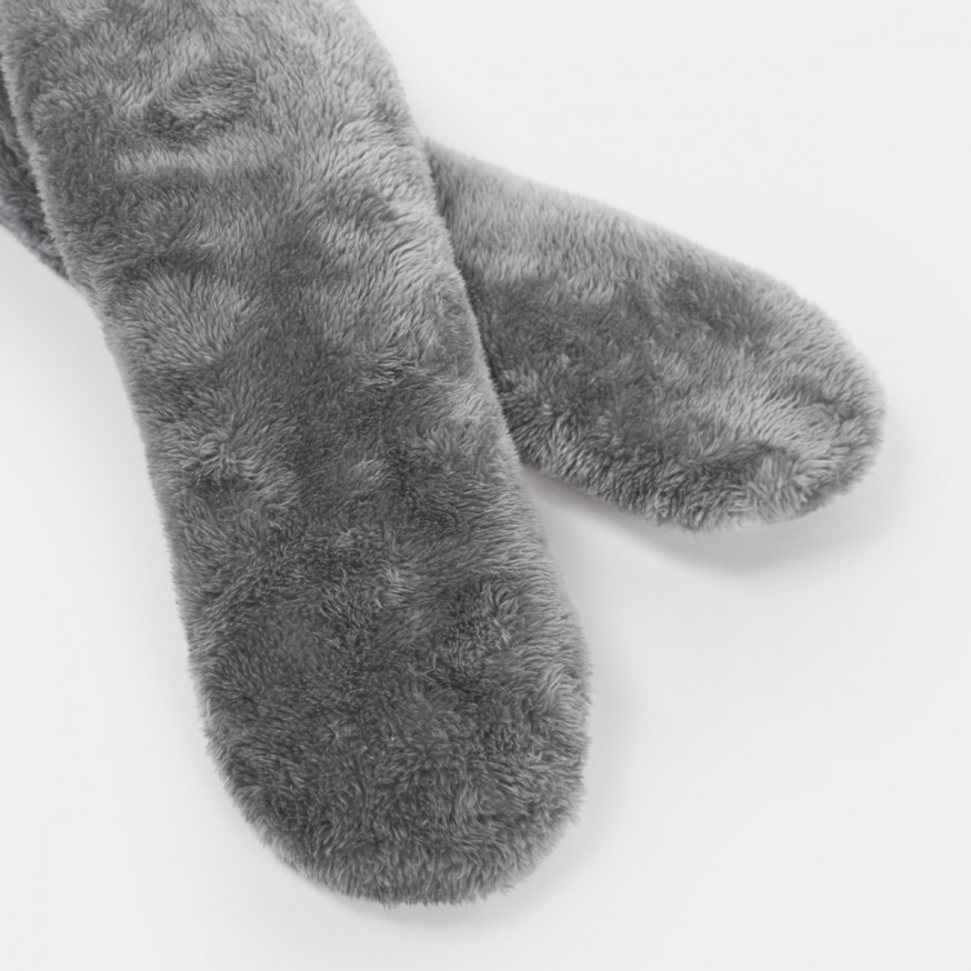 OHS Teddy Sherpa Reverse Slipper Socks - Charcoal