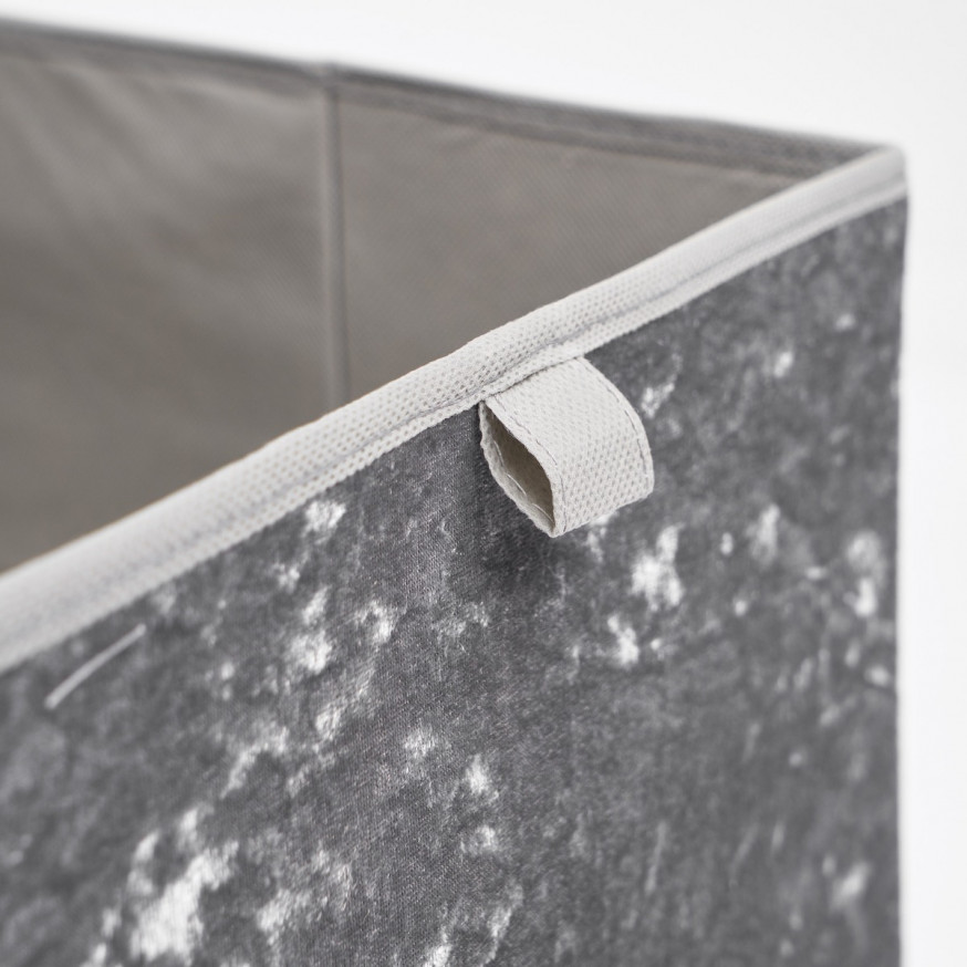 OHS Crushed Velvet Cube Storage Boxes, Grey - 2 pack