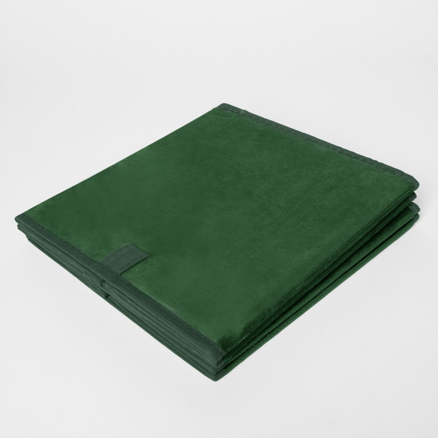 OHS Matte Velvet Cube Storage Boxes, Forest Green - 2 Pack