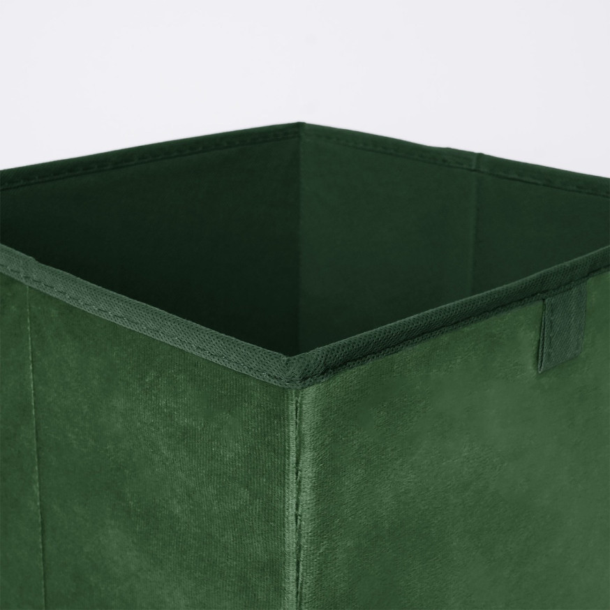 OHS Matte Velvet Cube Storage Boxes, Forest Green - 2 Pack