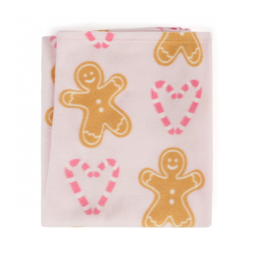 OHS Gingerbread Candy Cane Fleece Throw - Blush Pink