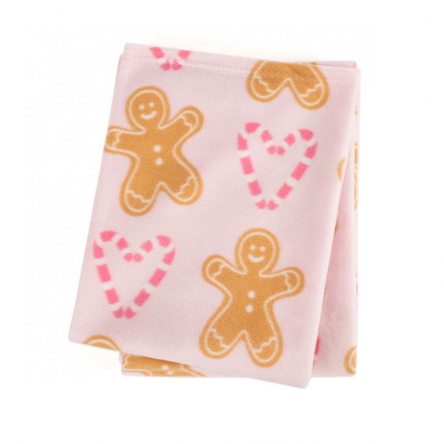OHS Gingerbread Candy Cane Fleece Throw - Blush Pink
