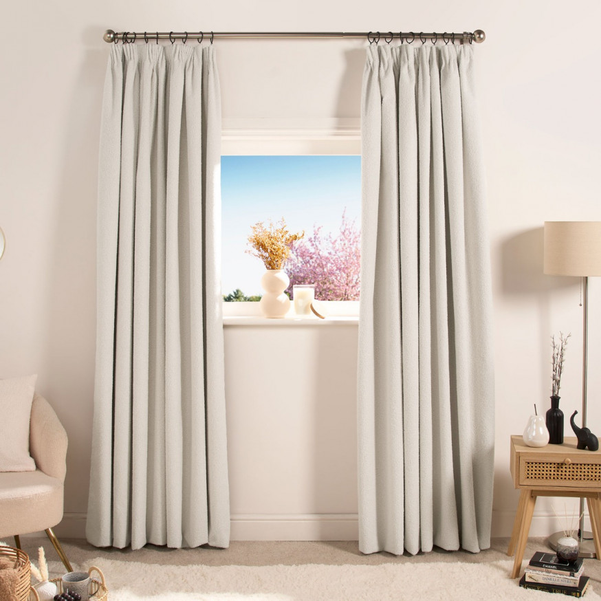 OHS Bouclé Pencil Pleat Curtains - Cream