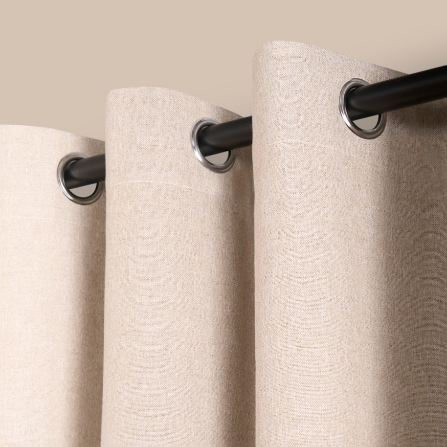 OHS Woven Texture Eyelet Ultra Blackout Curtains - Natural