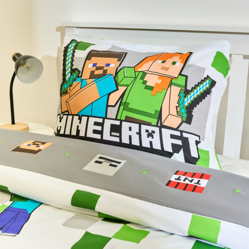 Minecraft Reversible Duvet Set, Grey - Double