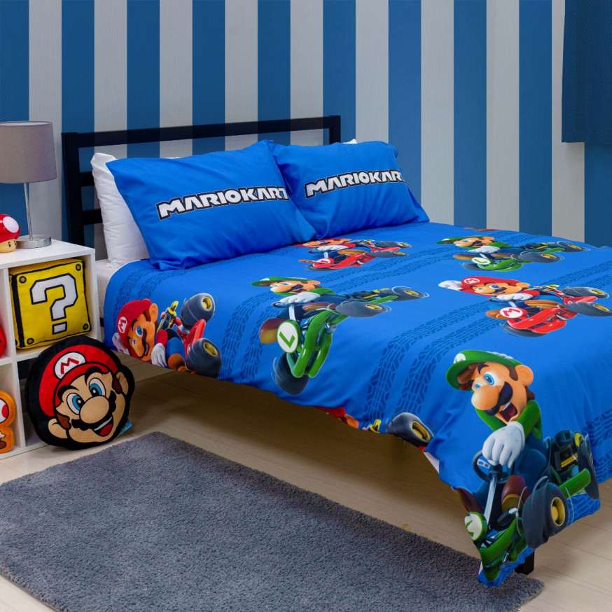 Nintendo Mario Kart Checkers Duvet Set - Blue