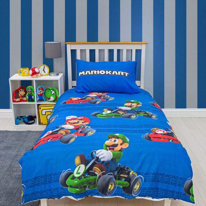 Nintendo Mario Kart Checkers Duvet Set - Blue