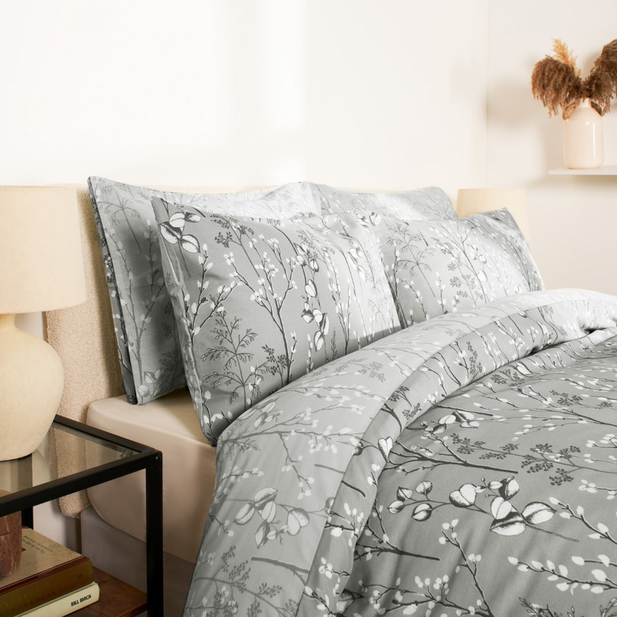 Dreamscene Willow Branch Duvet Set, Grey - Double