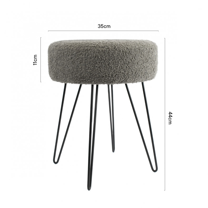 OHS Bouclé Hairpin Stool - Charcoal Grey