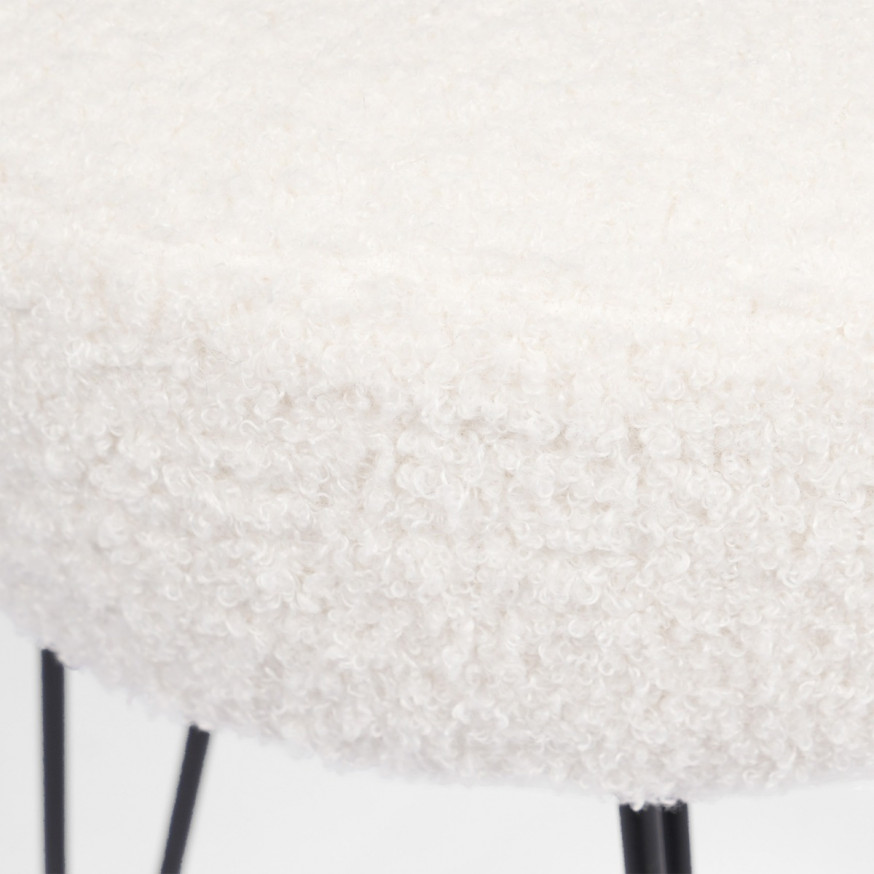 OHS Bouclé Hairpin Stool - White