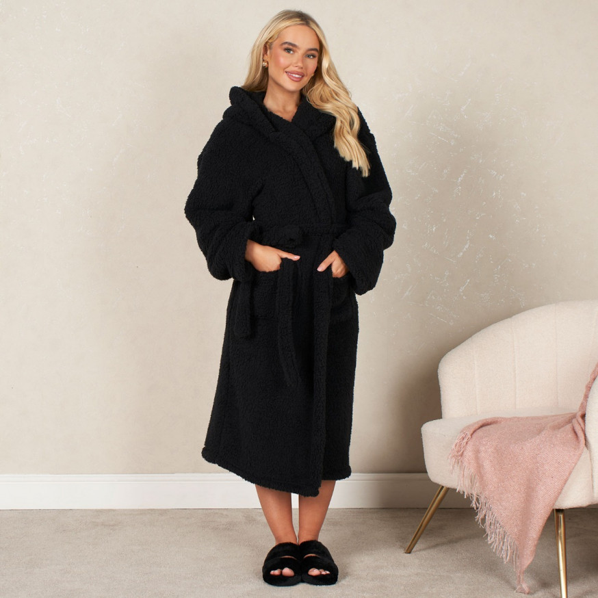 OHS Teddy Dressing Gown - Black