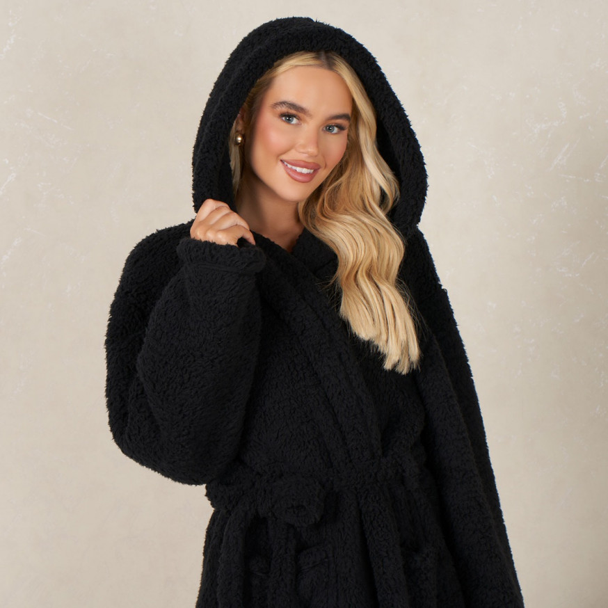 OHS Teddy Dressing Gown - Black