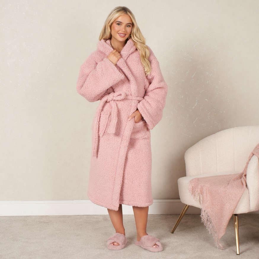 OHS Teddy Dressing Gown - Blush Pink