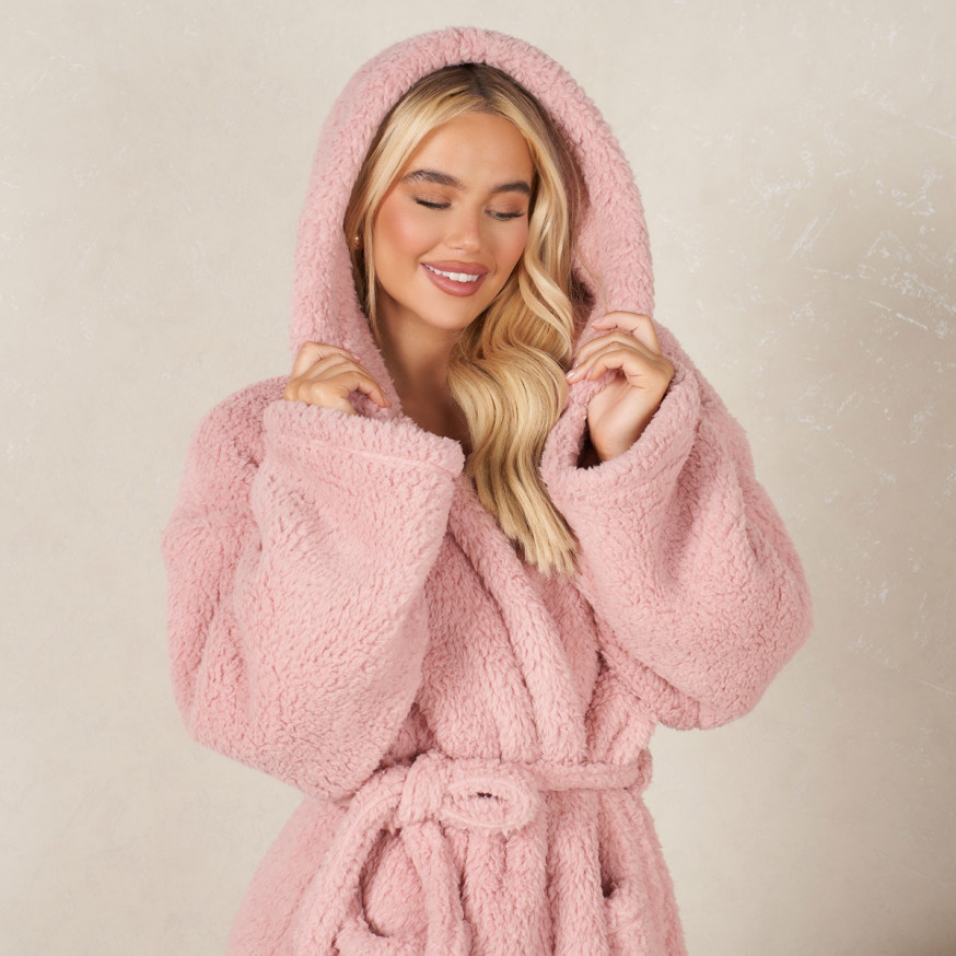 OHS Teddy Dressing Gown - Blush Pink
