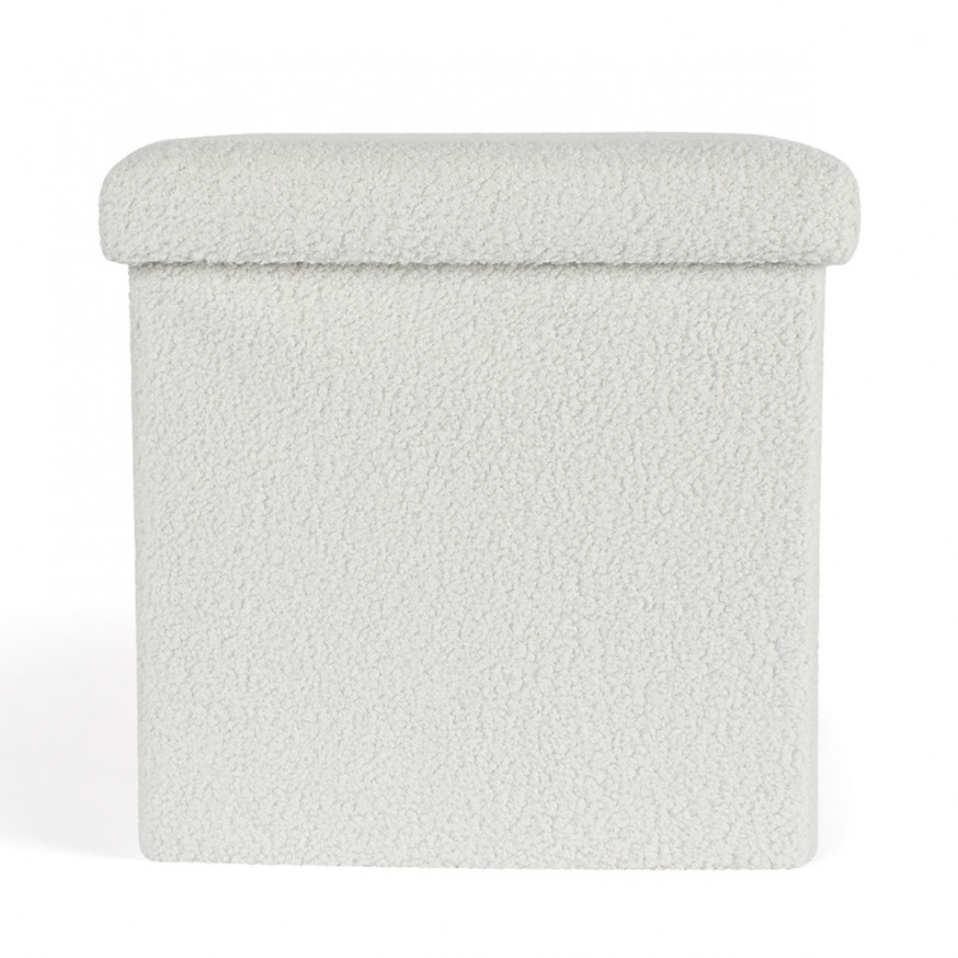 OHS Bouclé Foldable Cube Storage Ottoman - White
