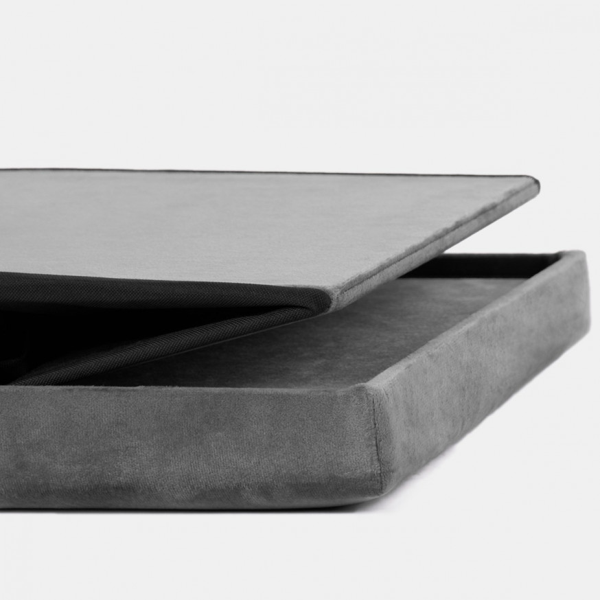 OHS Matte Velvet Foldable Cube Storage Ottoman - Charcoal