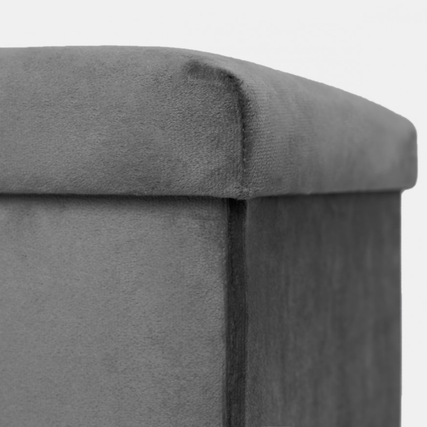 OHS Matte Velvet Foldable Cube Storage Ottoman - Charcoal