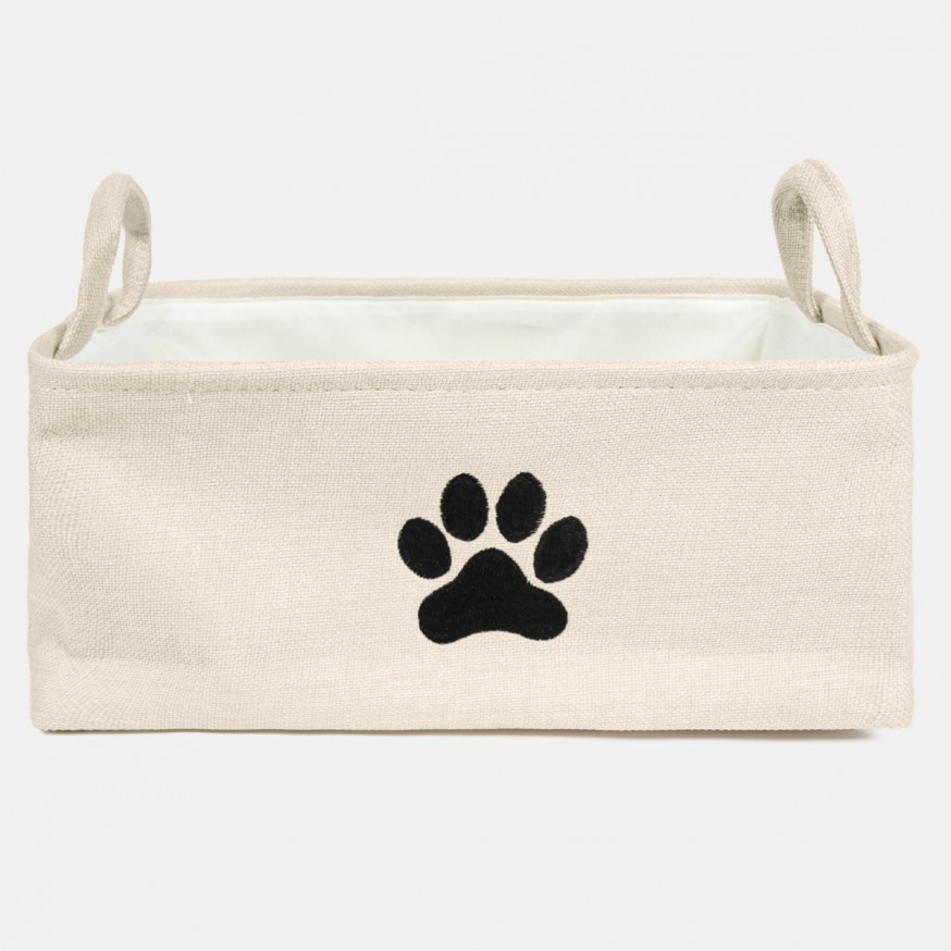 OHS Pet Paw Embroidered Storage Basket - Beige