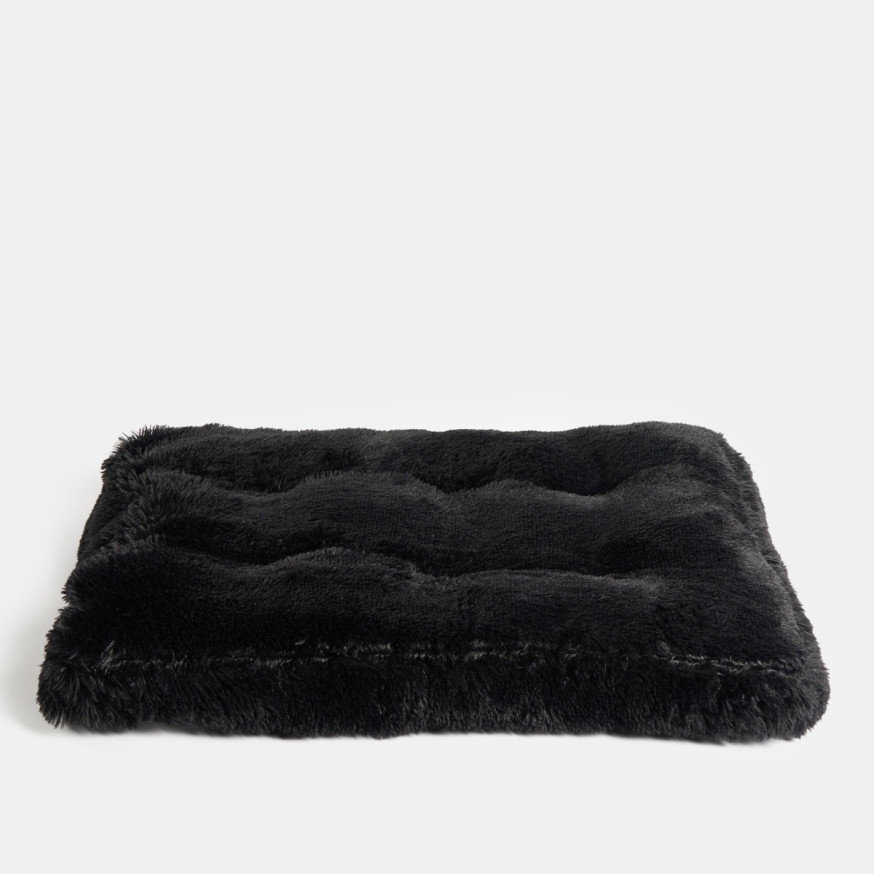 OHS Rectangular Fluffy Mat Pet Bed - Black