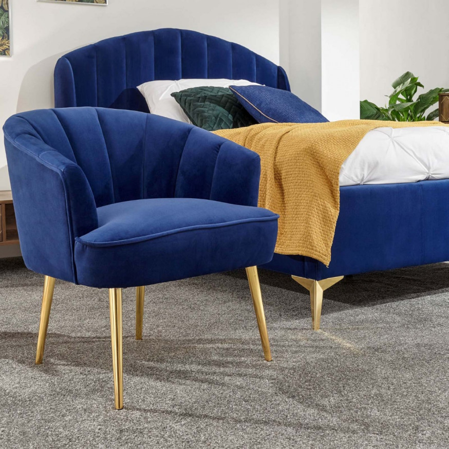 Pettine Upholstered Fabric Accent Chair - Royal Blue
