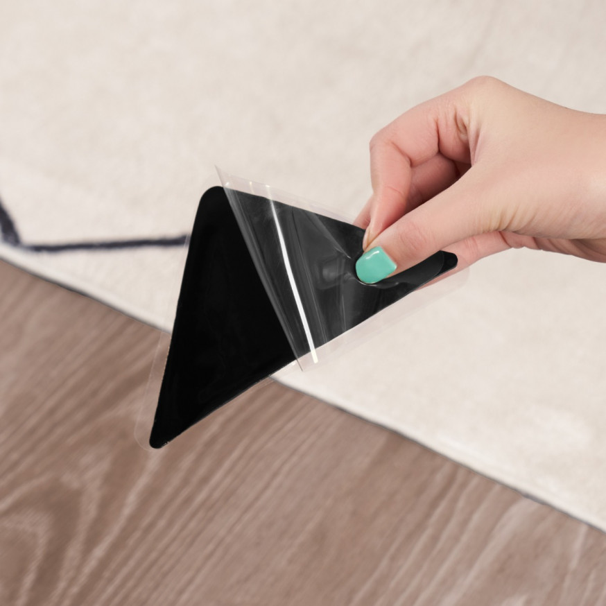 OHS 8 Pack Reusable Corner Rug Grips - Black