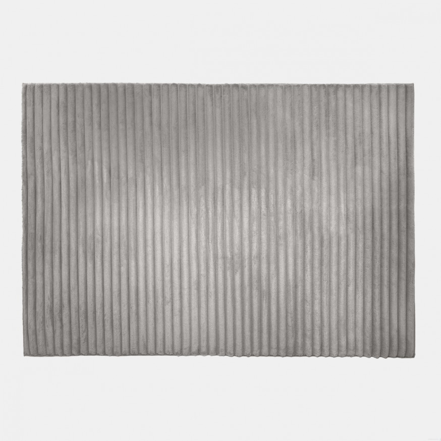 OHS Faux Fur Ribbed Rug - Grey