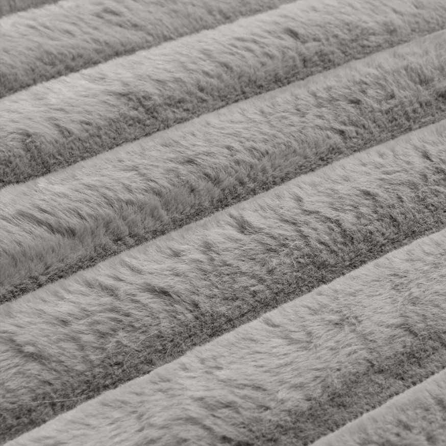 OHS Faux Fur Ribbed Rug - Grey