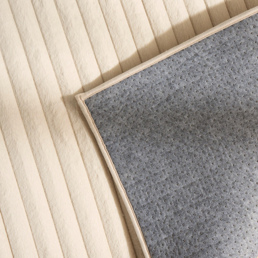 OHS Faux Fur Ribbed Rug - Natural
