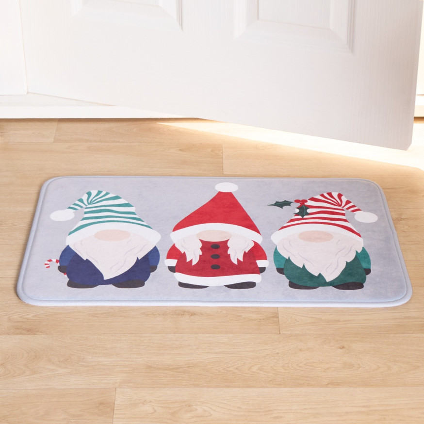 OHS Washable Christmas Gonk Printed Mat - Grey