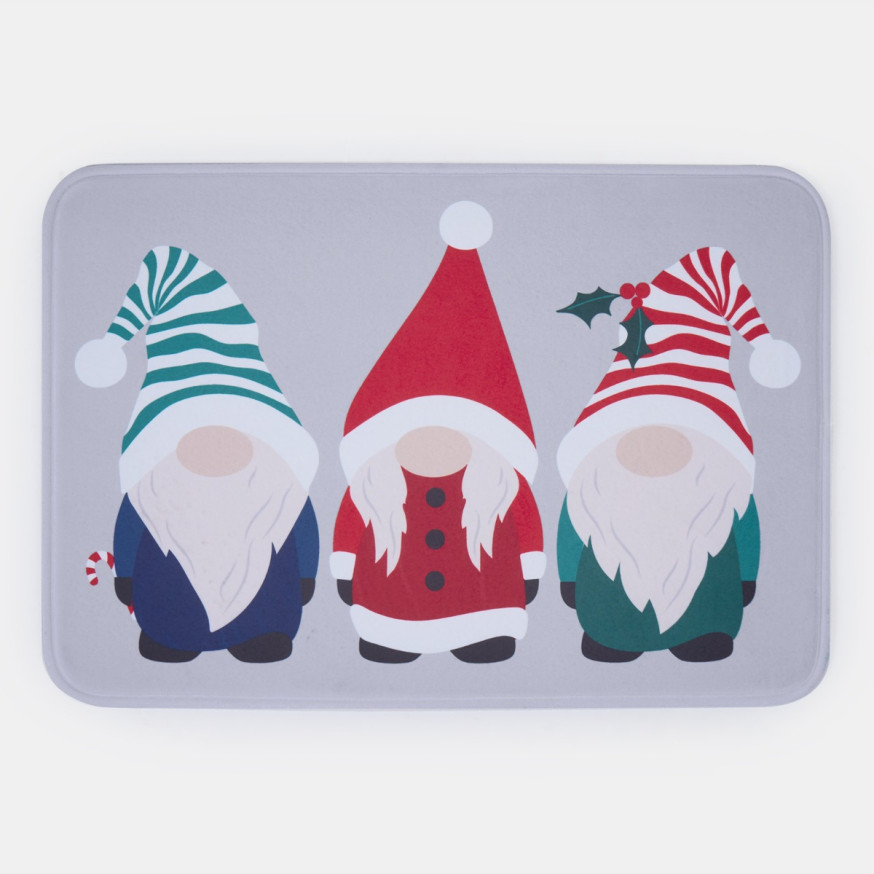 OHS Washable Christmas Gonk Printed Mat - Grey