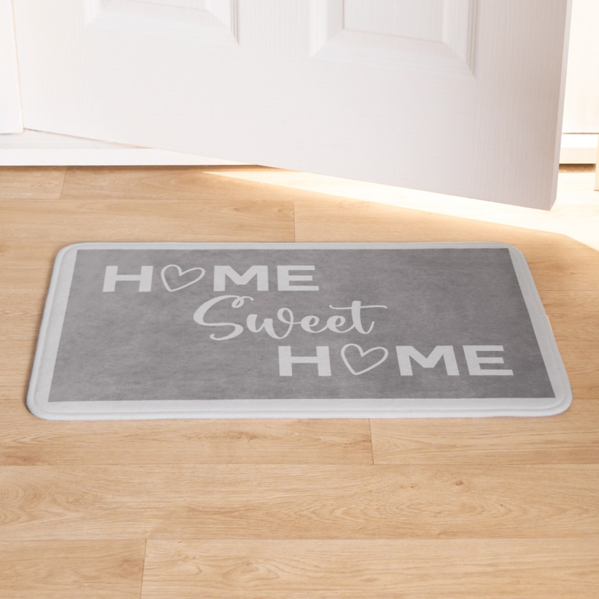 OHS Washable Home Sweet Home Printed Mat - Grey