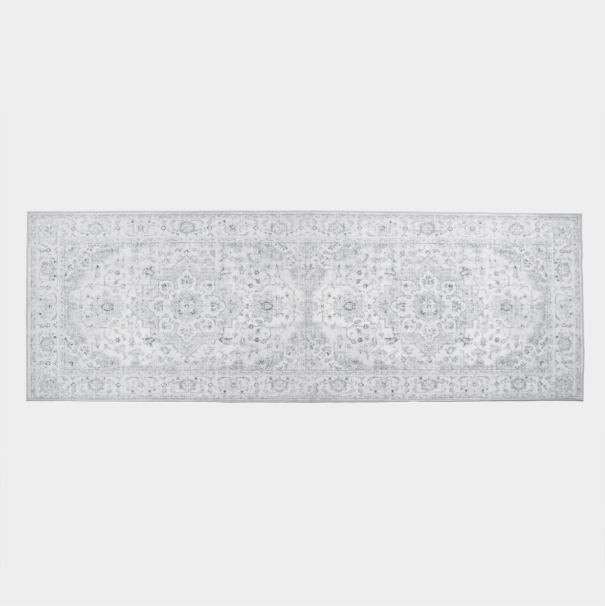 OHS Washable Vintage Printed Runner - Grey