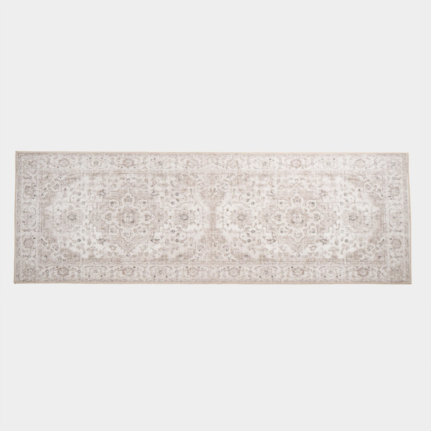 OHS Washable Vintage Printed Runner - Natural