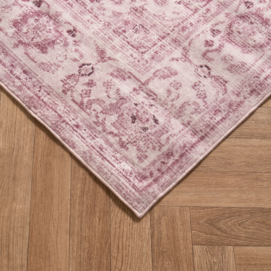 OHS Washable Vintage Printed Rug - Blush