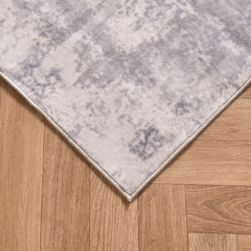 OHS Washable Abstract Printed Rug - Charcoal