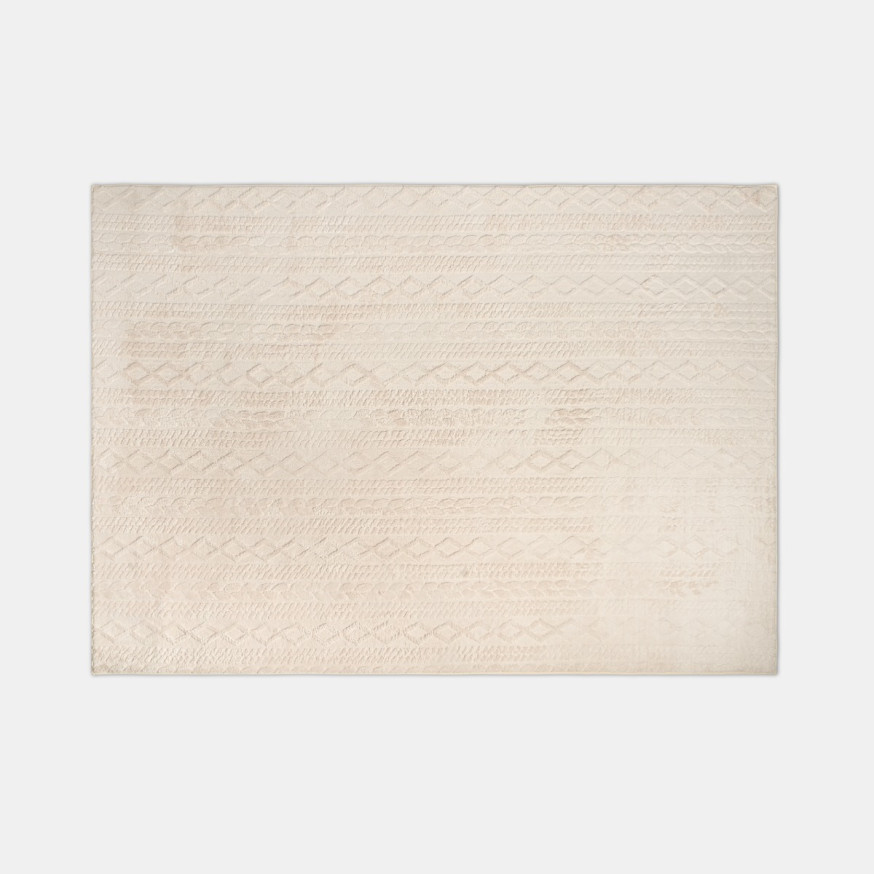 OHS Jacquard Cable Knit Rug - Cream