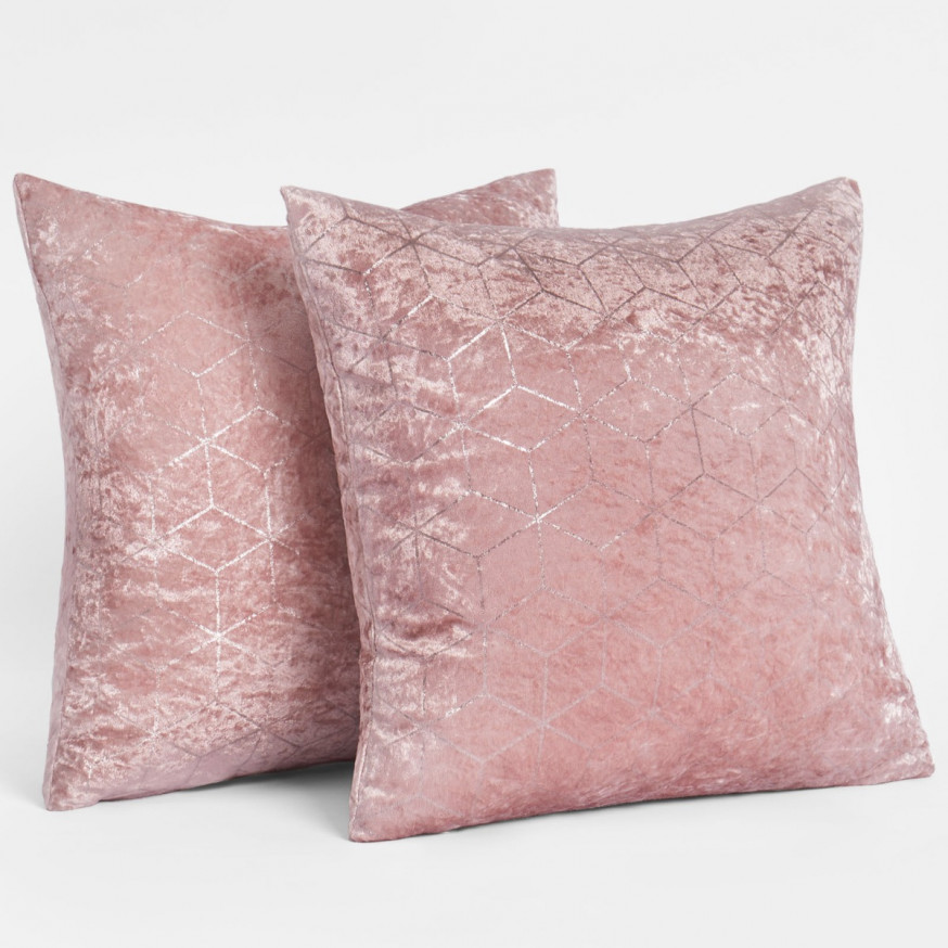 OHS 4 Pack Metallic Geo Cushion Covers, Blush - 45 x 45cm