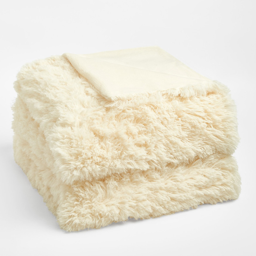 OHS Fluffy Fleece Throw - Cream