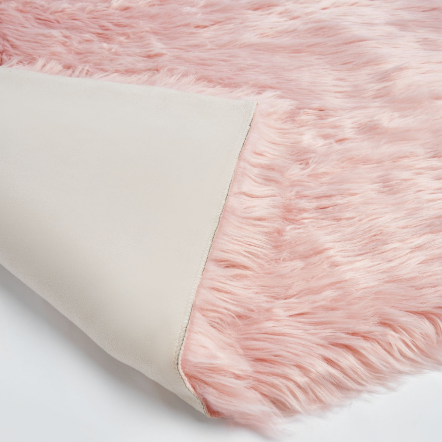 Sienna Faux Fur Rug, Blush
