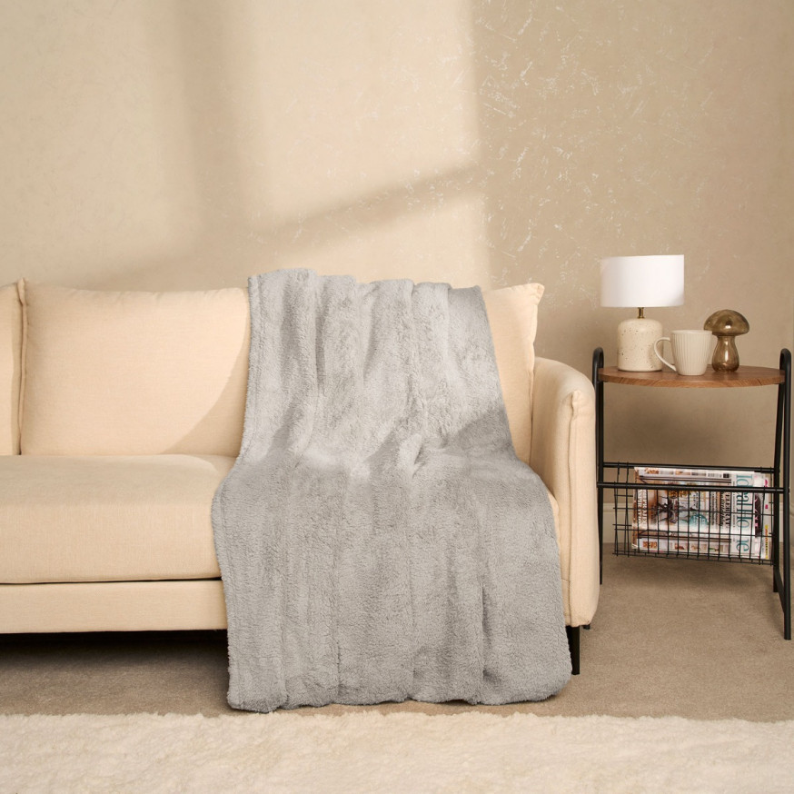 OHS Teddy Fleece Throw - Silver Grey