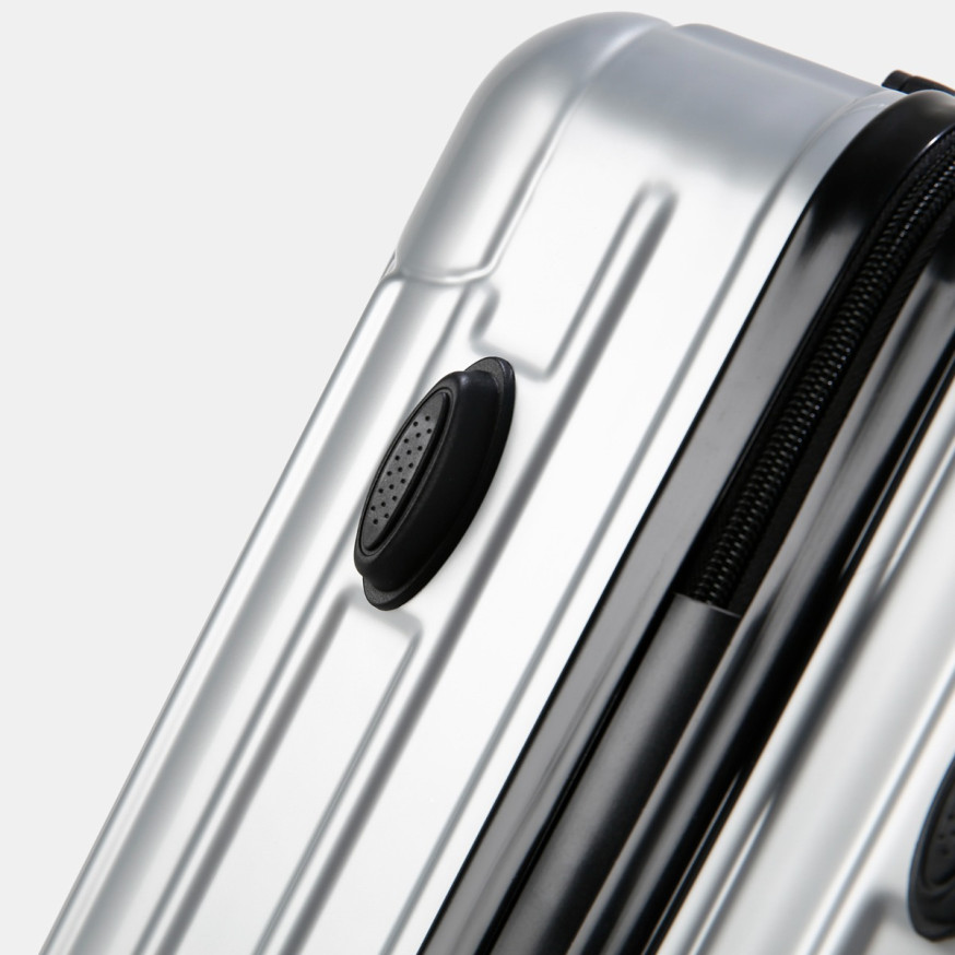 OHS 4 Wheel Hard Shell Metallic Suitcase, Silver - 3 Pack