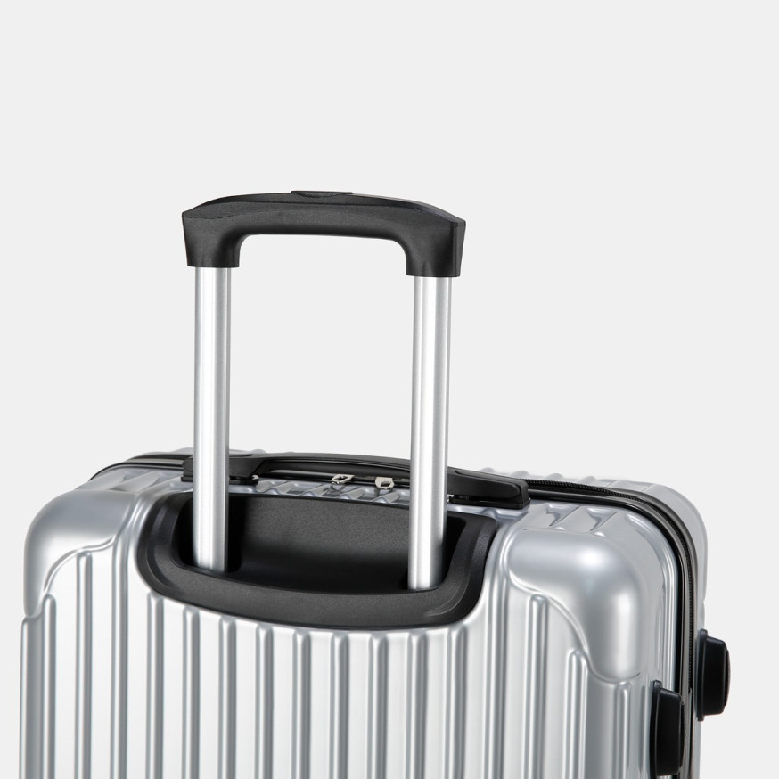 OHS 4 Wheel Hard Shell Metallic Suitcase, Silver - 3 Pack